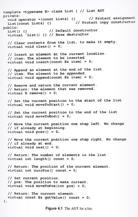 Solved 4.4 Using the list ADT of Figure 4.1, write a | Chegg.com