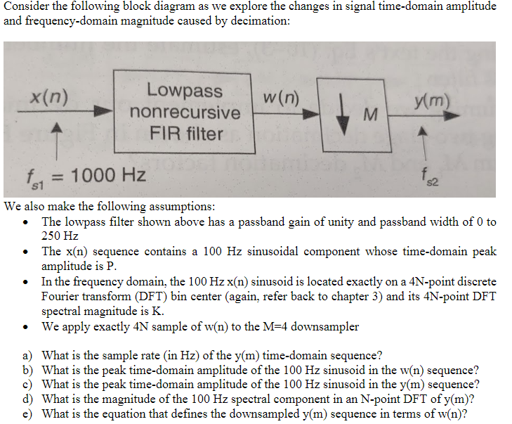 Solved We also make the following assumptions:The lowpass | Chegg.com