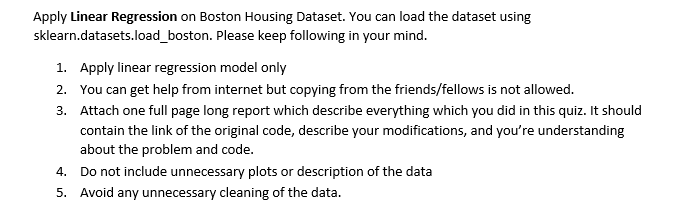 Solved Apply Linear Regression on Boston Housing Dataset. | Chegg.com