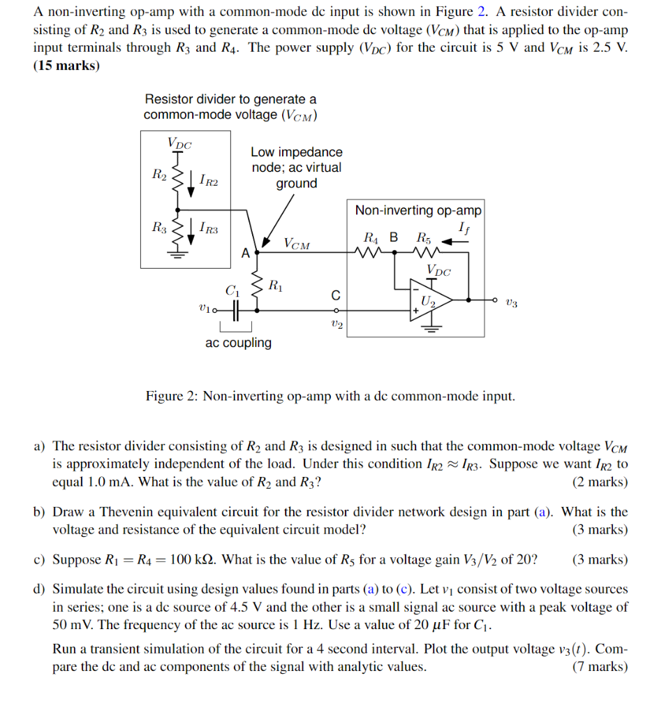 Solved A non-inverting op-amp with a common-mode dc input is | Chegg.com