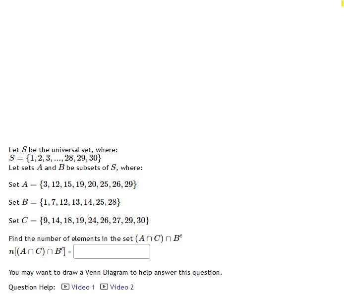 Solved S={1,2,3,…,28,29,30} Let sets A and B be subsets of | Chegg.com