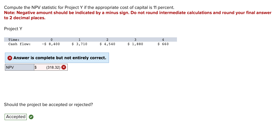 Solved Compute the NPV statistic for Project Y if the | Chegg.com