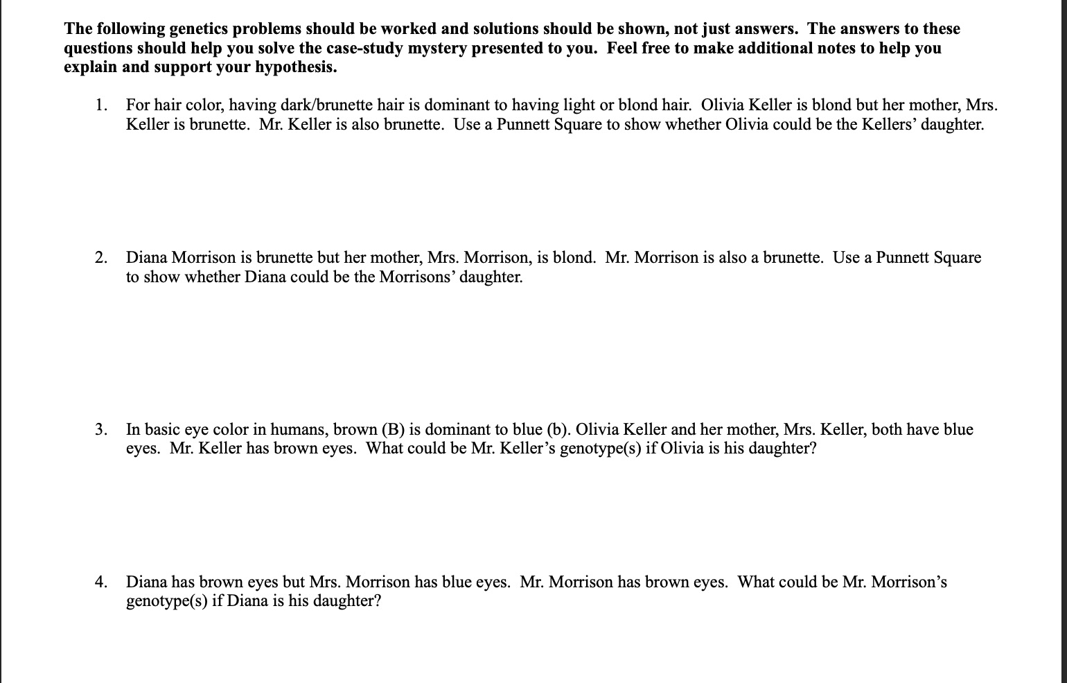 Solved The Following Genetics Problems Should Be Worked And Chegg
