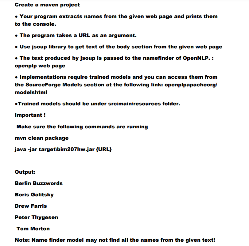 Solved Create a maven project - Your program extracts names | Chegg.com