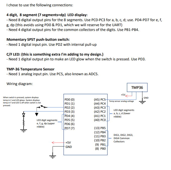 Solved Version 2. Display the temperature on the 4-digit, | Chegg.com