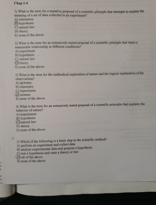 Chap 1-4 1) What is the term for a tentative proposal | Chegg.com