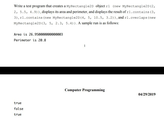 Problem 1 Define The Myrectangle2d Class That