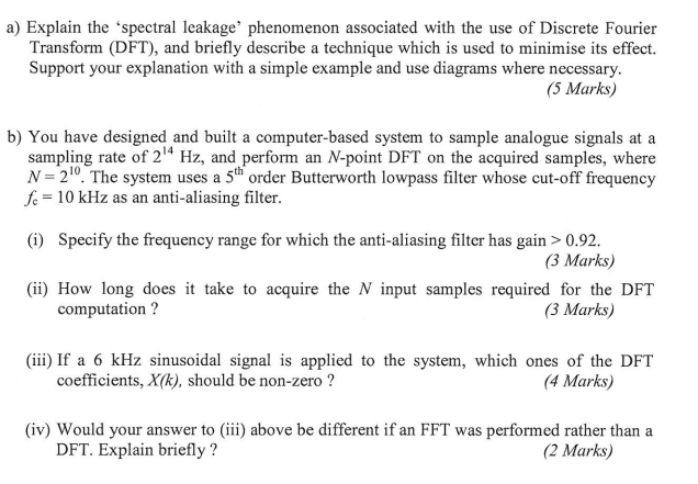 Solved a) Explain the 'spectral leakage' phenomenon | Chegg.com