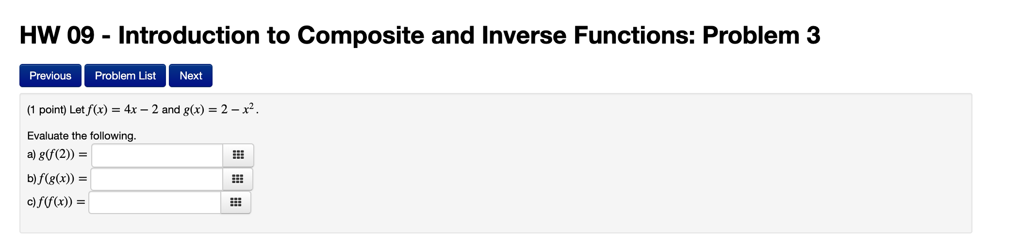 Solved HW 09 - Introduction to Composite and Inverse | Chegg.com