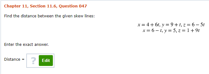 Solved Chapter 11, Section 11.6, Question 047 Find the | Chegg.com
