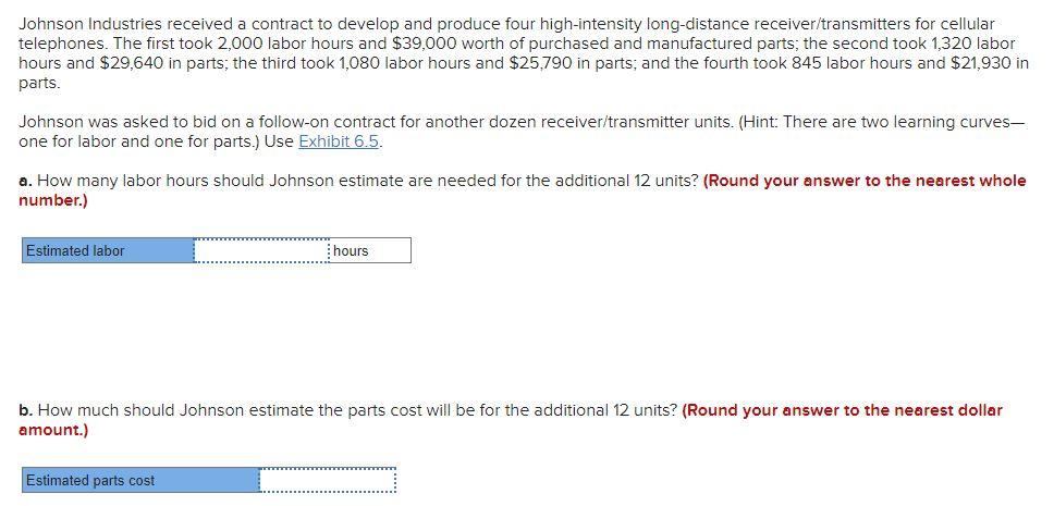 Solved Johnson Industries received a contract to develop and | Chegg.com