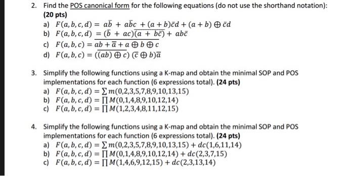 Solved Find the POS canonical form for the following | Chegg.com