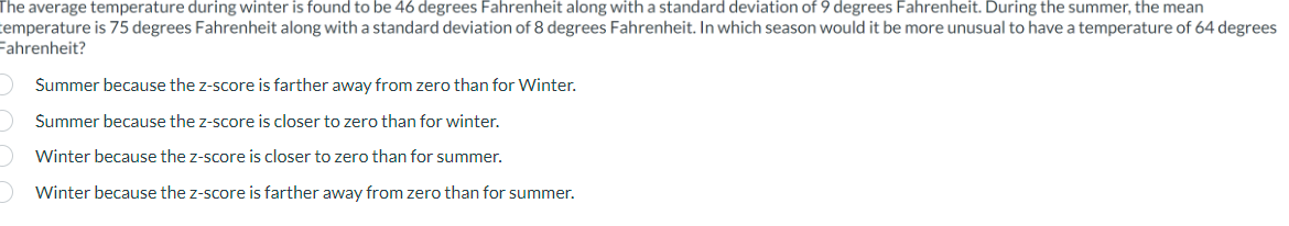 Solved he average temperature during winter is found to be | Chegg.com