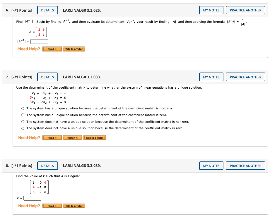 Solved 6. (-/1 Points) DETAILS LARLINALG8 3.3.025. MY NOTES | Chegg.com