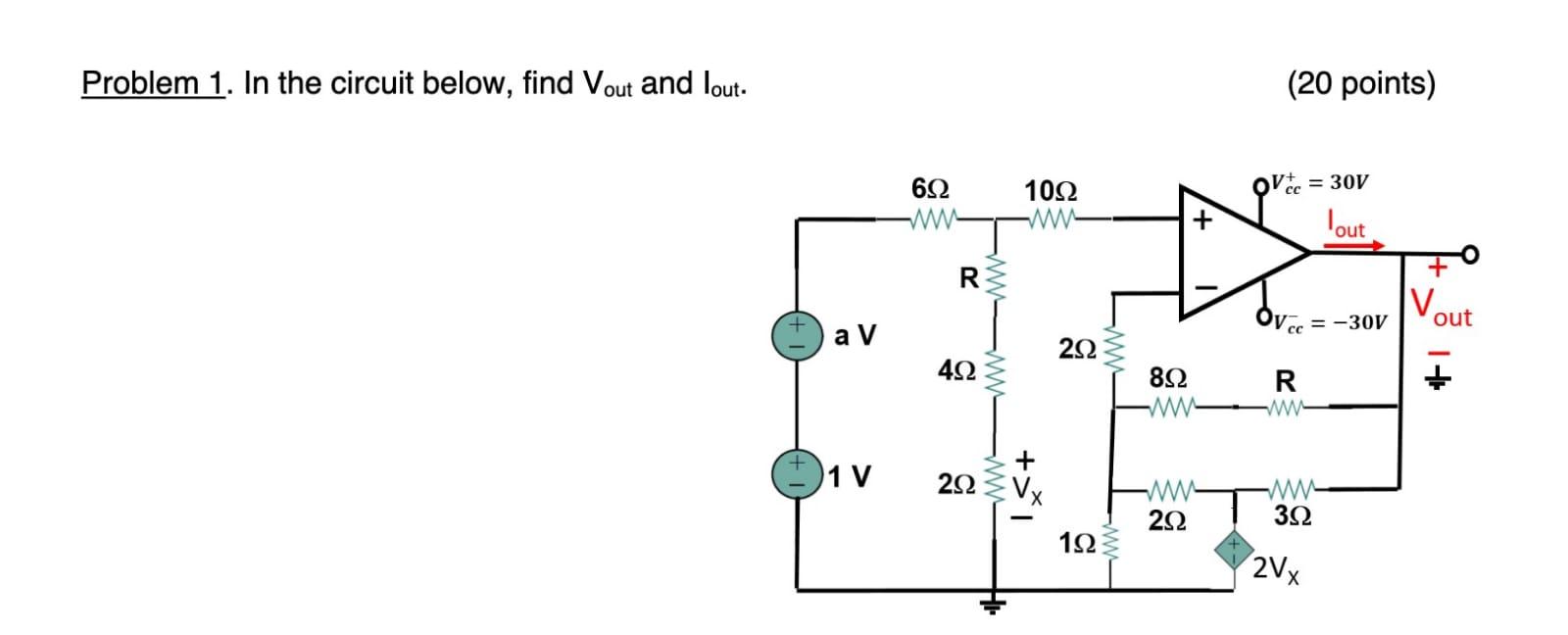 Solved Problem 1. In the circuit below, find Vout and lout. | Chegg.com