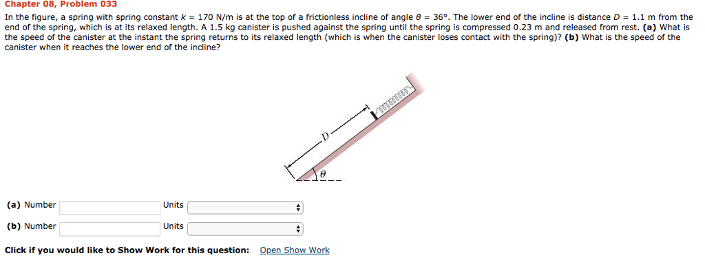 Solved Chapter 08, Problem 033 In the figure, a spring with | Chegg.com