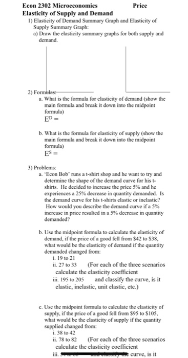 Solved Econ 2302 Microeconomics Elasticity of Supply and | Chegg.com