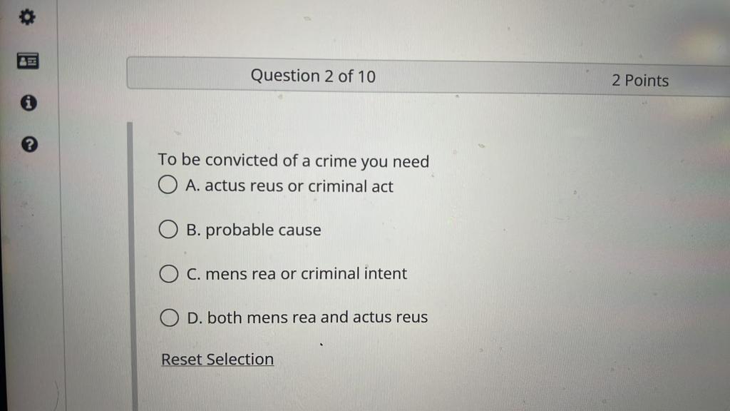 Solved Question 2 of 10 2 Points To be convicted of a crime | Chegg.com