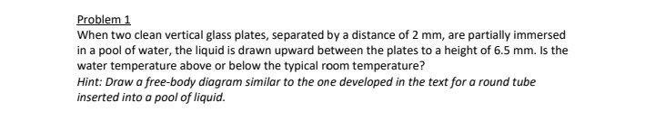 Solved Problem 1 When two clean vertical glass plates, | Chegg.com