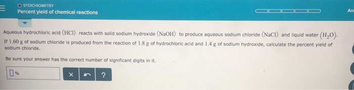 Solved Aqueous hydrochloric acid (HCl) reacts with solid | Chegg.com