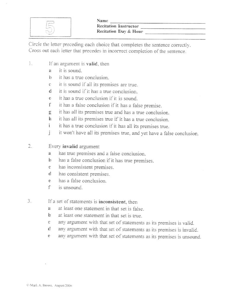 Circle the letter preceding each choice that | Chegg.com