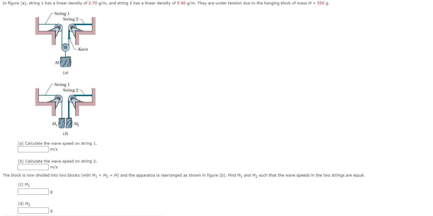 Solved In figure (a), string 1 has a linear density of 2.70 | Chegg.com