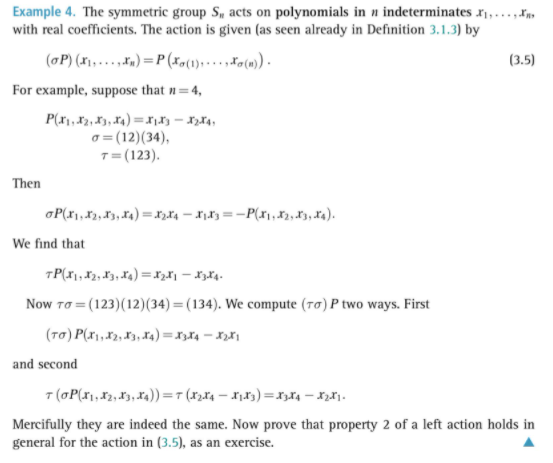 Solved Example 4. The symmetric group S, acts on polynomials | Chegg.com