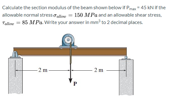 Solved Calculate the section modulus of the beam shown below | Chegg.com