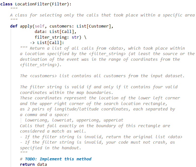 Solved class LocationFilter(Filter): A class for selecting | Chegg.com