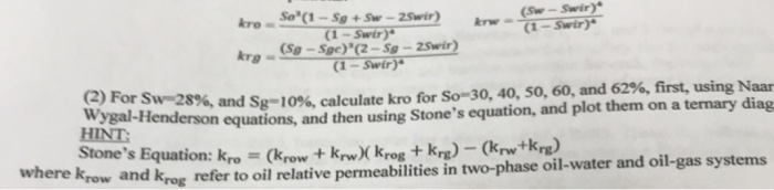 Solved (1-Swir) (1-Swiry krg - 1-Swir) (2) For S Wygal-Hend | Chegg.com