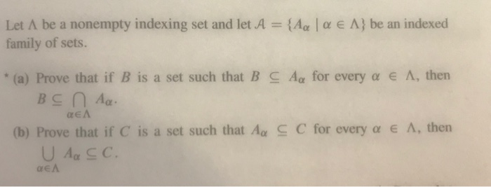 Solved Let Λ be a nonempty indexing set and let A = {Αα 1 α | Chegg.com