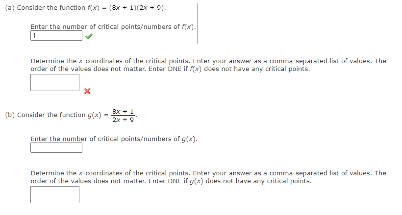 Solved (a) Consider the function f(x) = (8x + 1)(2x + 9). | Chegg.com
