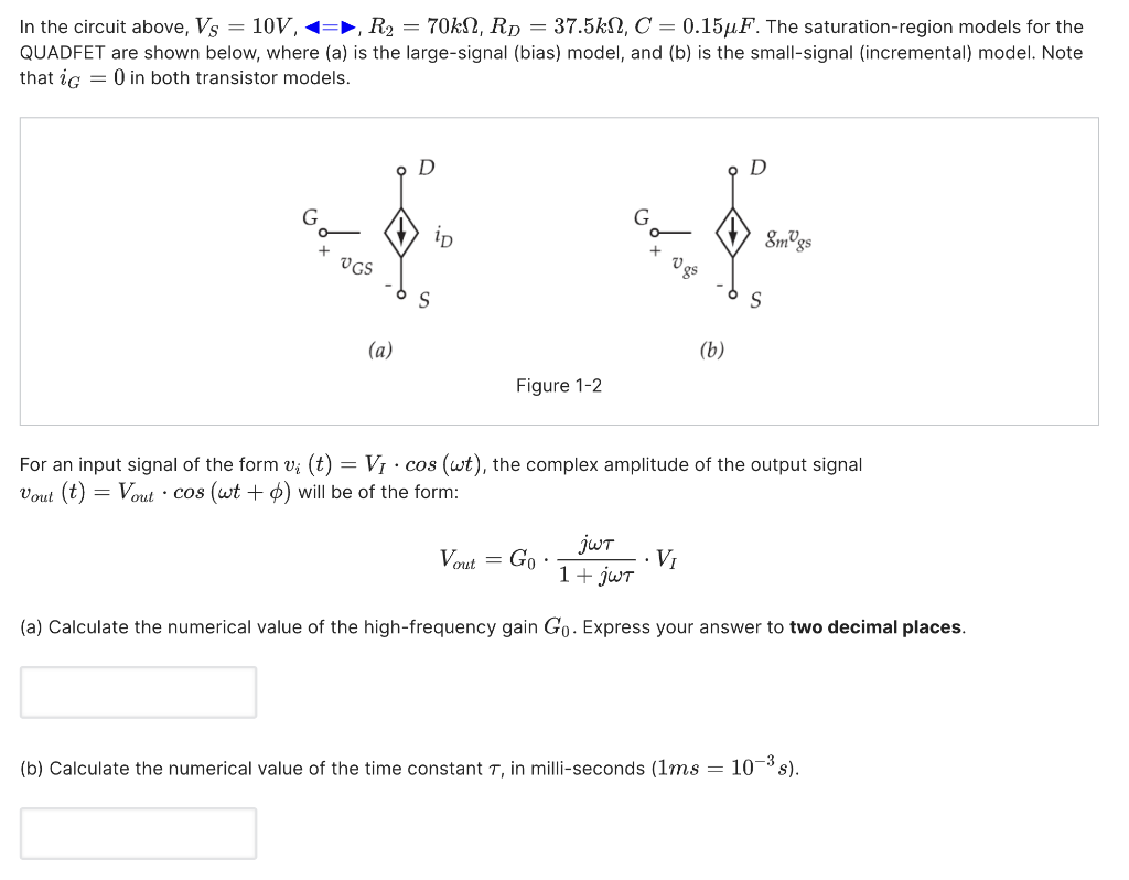 Solved The circuit below shows a single-stage amplifier | Chegg.com