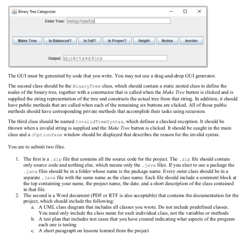 Solved The GUI must be generated by code that you write. You | Chegg.com