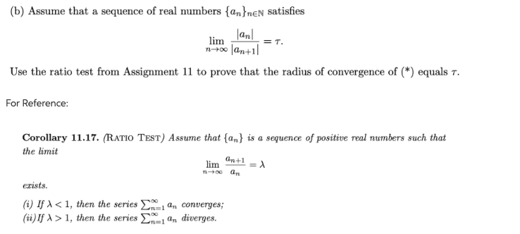 Solved (b) Assume that a sequence of real numbers {an}nen | Chegg.com