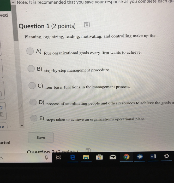 Solved 4 Note: It is recommended that you save your response | Chegg.com
