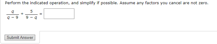 Solved q−9q+9−q5= | Chegg.com