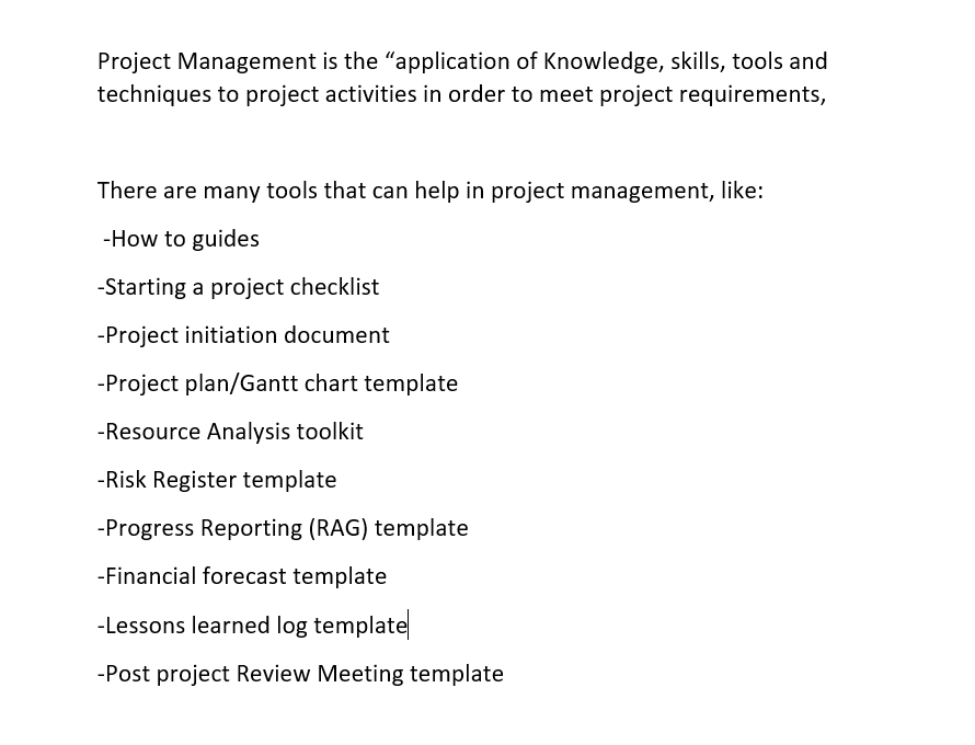 Project Management is the "application of Knowledge, | Chegg.com