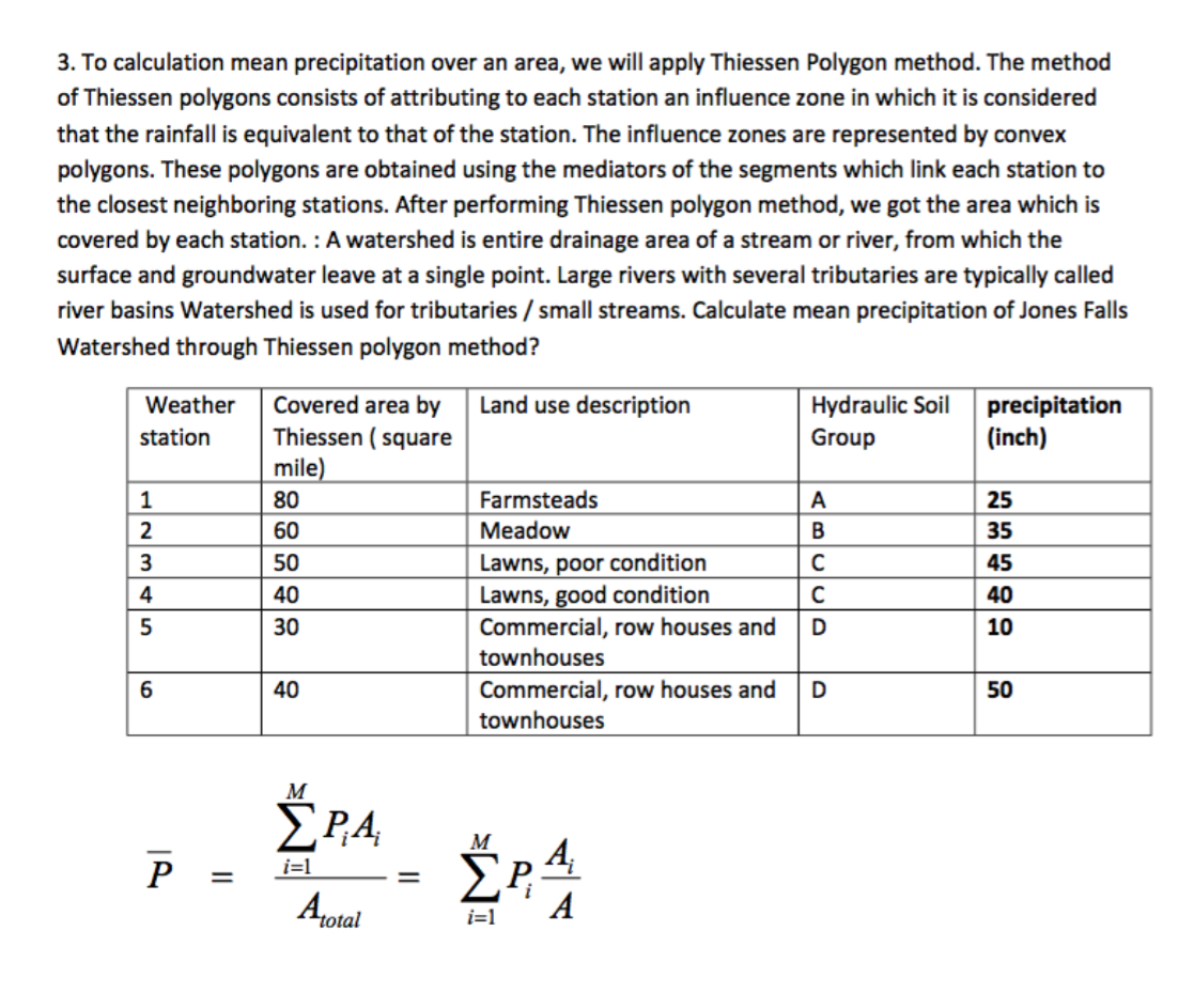 Solved 3. To calculation mean precipitation over an area, we | Chegg.com