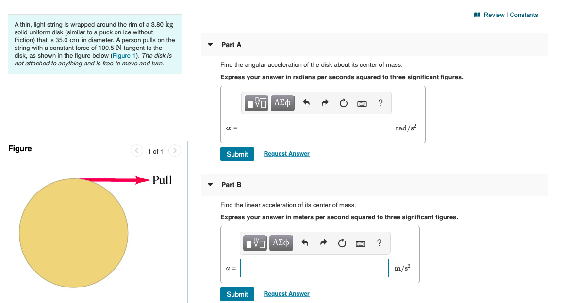 Solved Review Constants A thin, light string is wrapped | Chegg.com