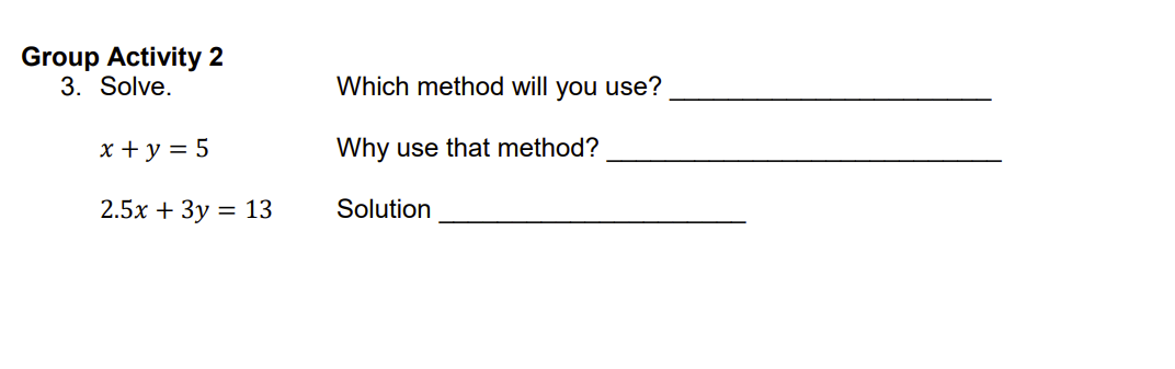 Solved Group Activity 2 3. Solve. Which method will you use? | Chegg.com