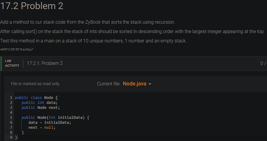Solved 17.2 Problem 2 Add a method to our stack code from | Chegg.com