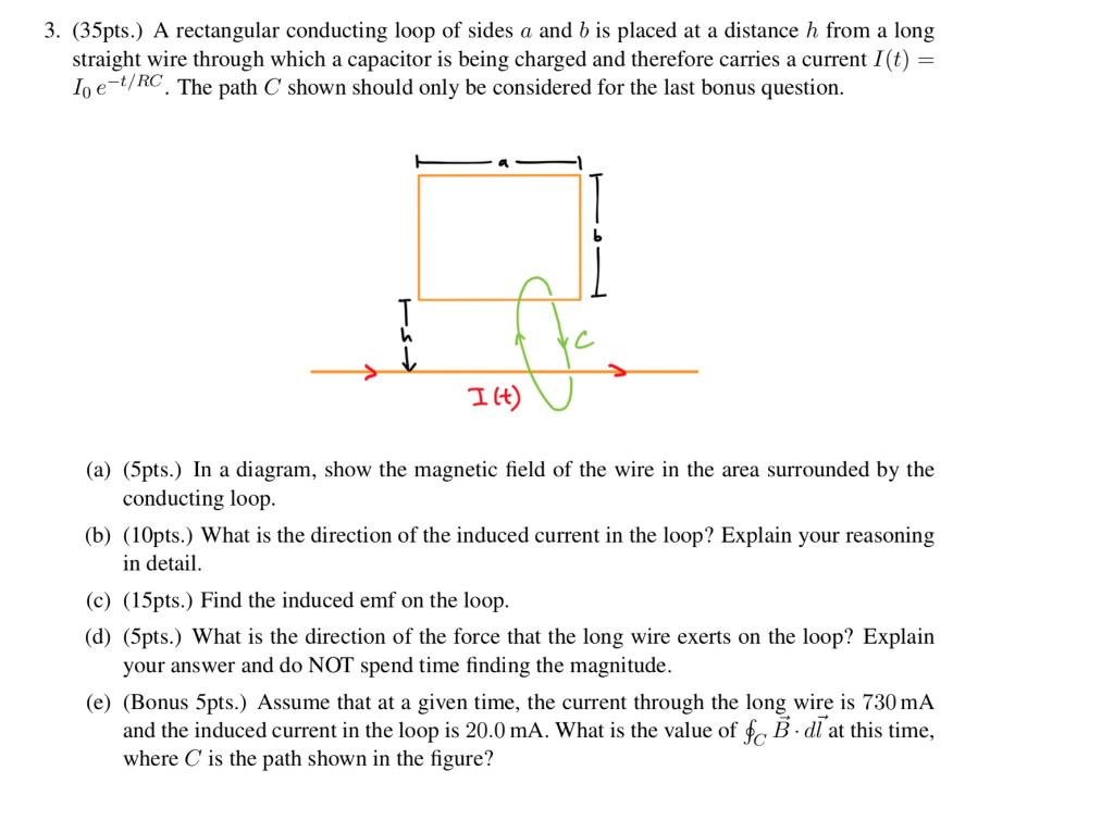 Solved 3. (35pts.) A rectangular conducting loop of sides a | Chegg.com