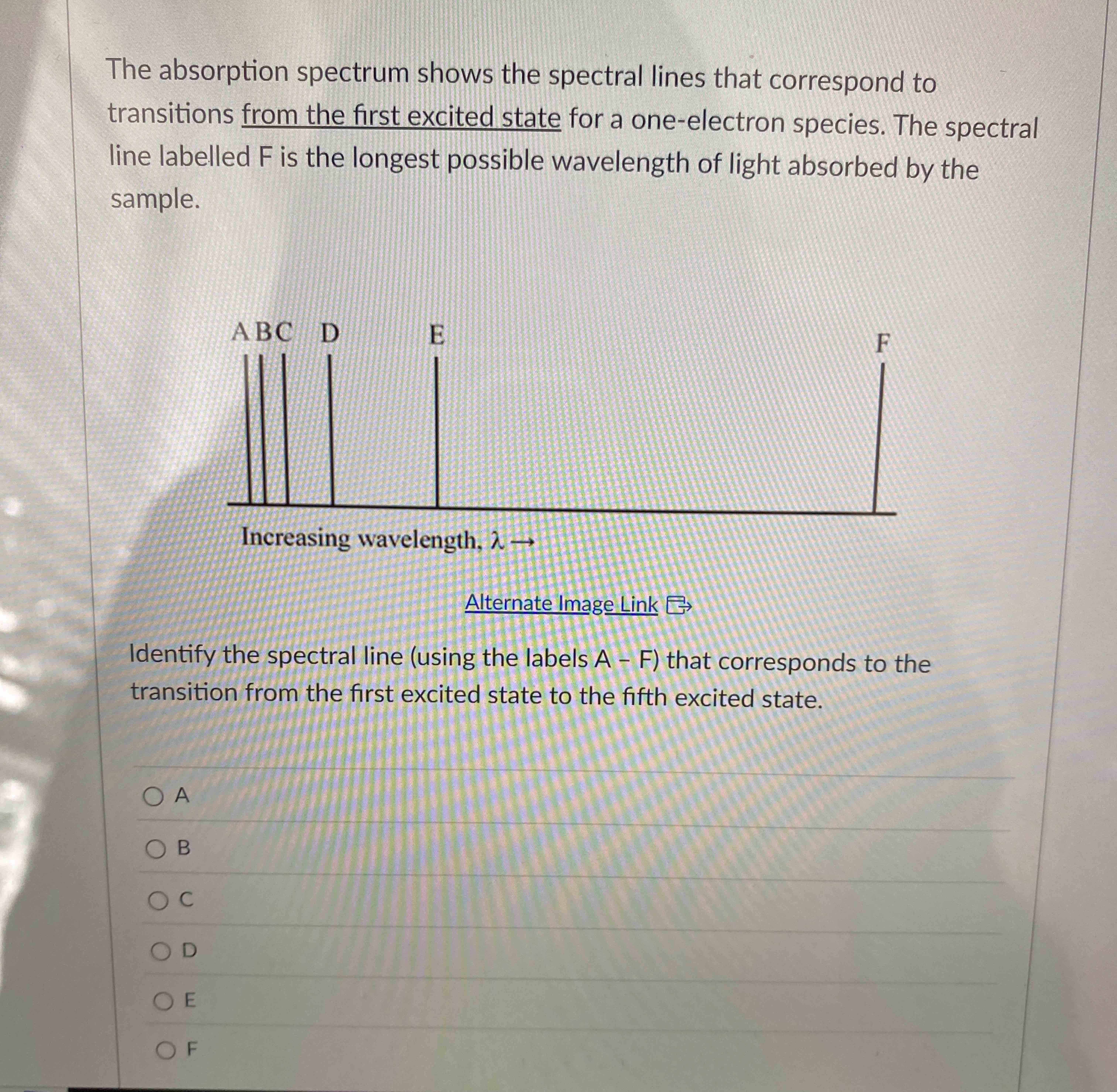 Solved The absorption spectrum shows the spectral lines that | Chegg.com