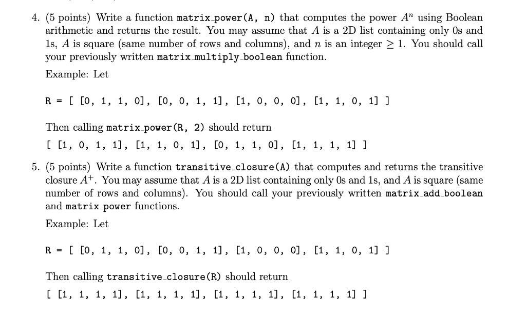 Solved def matrix_add_boolean(A,B): result = [] for | Chegg.com