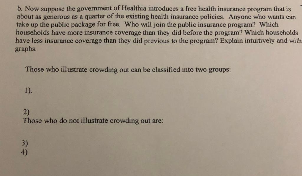 Solved b. Now suppose the government of Healthia introduces | Chegg.com