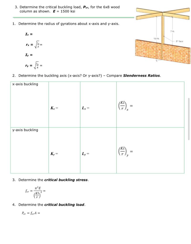 Solved 3. Determine the critical buckling load, Pcr, for the | Chegg.com