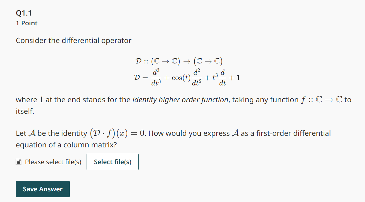 Solved Q1.11 ﻿PointConsider the differential | Chegg.com