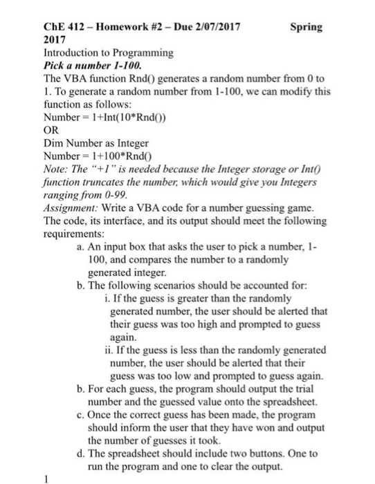 Solved The Vba Function Rnd Generates A Random Number From 
