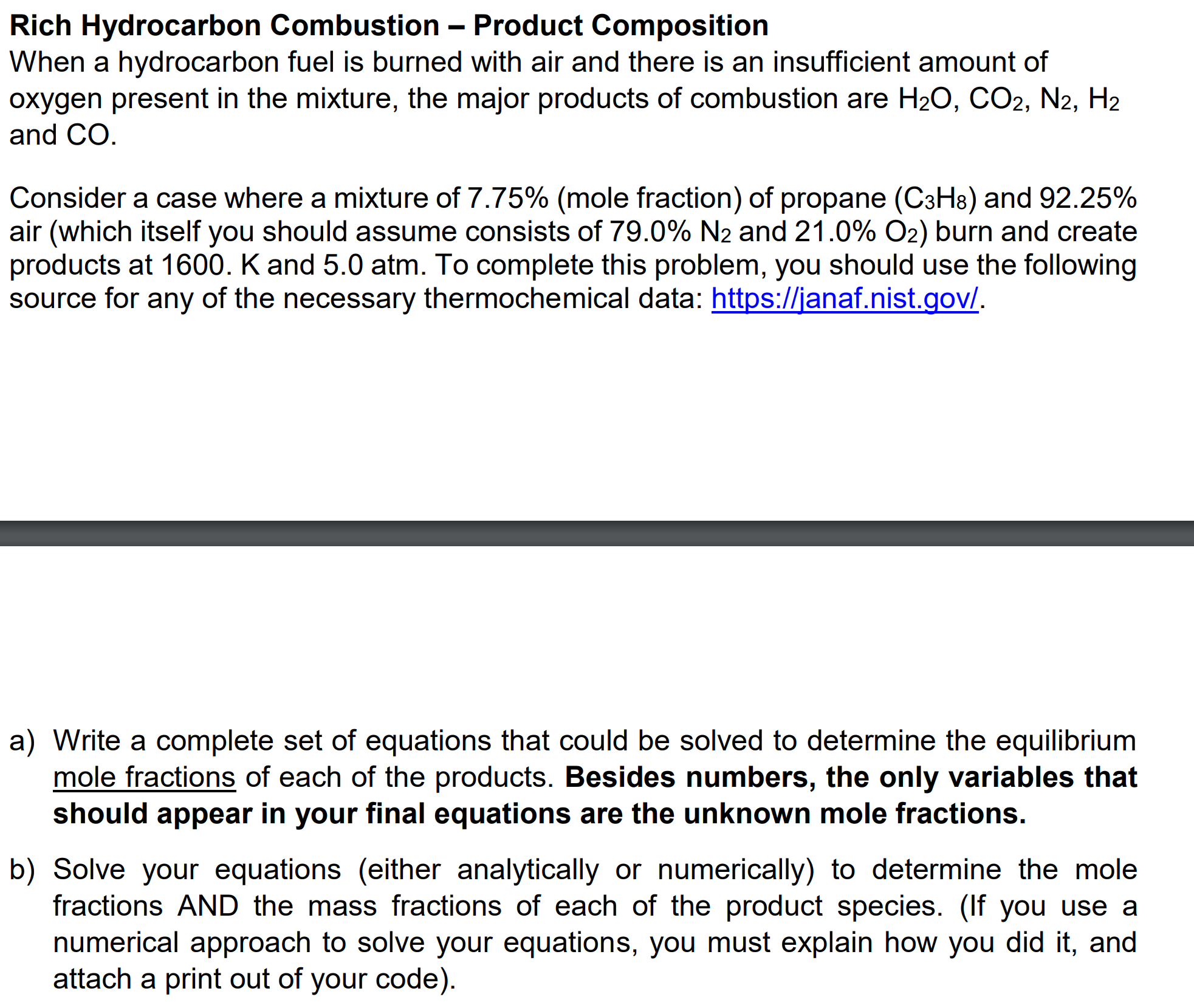 Rich Hydrocarbon Combustion - Product Composition | Chegg.com